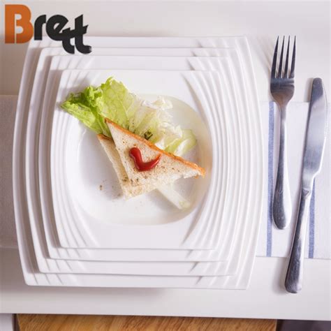 Chinabrett 레스토랑 전자 레인지 안전 도자기 광장 디너 플레이트 파스타 플레이트 흰색 도자기 식기류