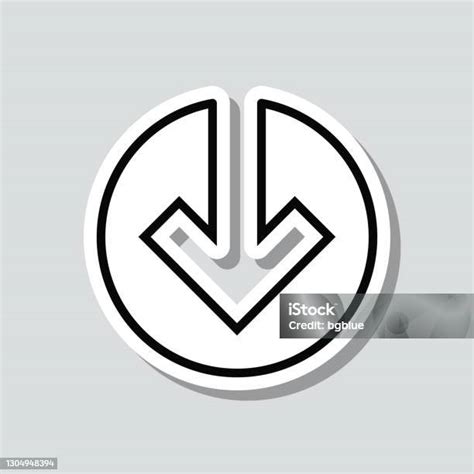 아래 화살표 회색 배경에 아이콘 스티커 3차원 형태에 대한 스톡 벡터 아트 및 기타 이미지 3차원 형태 가리키기 감소