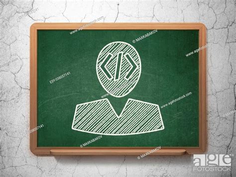 Programming Concept Programmer Icon On Green Chalkboard On Grunge Wall Background Stock Photo