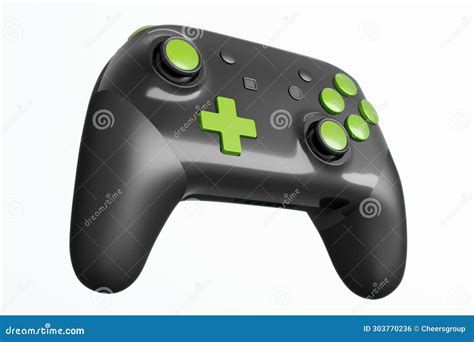 Realistic Black Video Game Joystick Or Gamepad With Color Buttons On White Stock Illustration