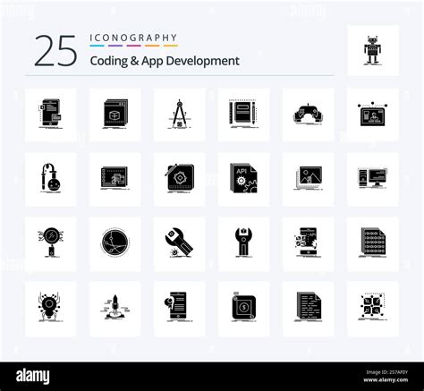 Coding And App Development 25 Solid Glyph Icon Pack Including Notepad Book File Development