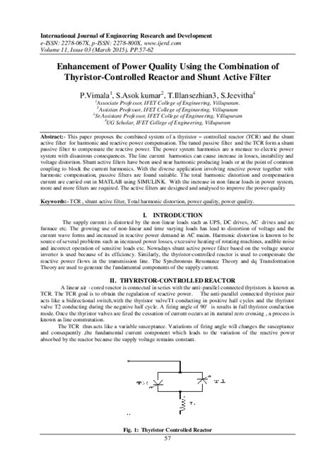Pdf Enhancement Of Power Quality Using The Combination Of Thyristor Controlled Reactor And