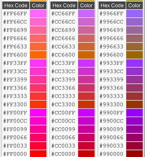 Hex Color Codes For Different Colors