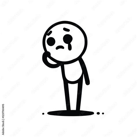 Crying Character Isolated Silhouette Stickman Icon Sad Man On
