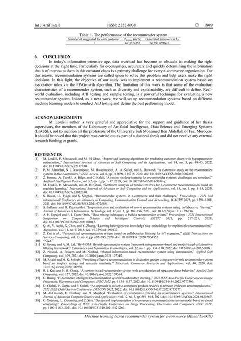 Machine Learning Based Recommender System For E Commerce Pdf Artificial Intelligence