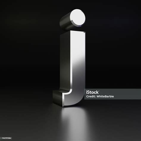 크롬 문자 J 소문자 3d 렌더링 반짝이는 금속 글꼴 검은 배경에 고립 0명에 대한 스톡 사진 및 기타 이미지 0명 3차원 형태 그림자 Istock