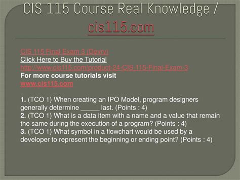 Ppt Cis 115 Course Real Knowledge Cis 115 Dotcom Powerpoint