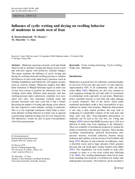 Pdf Influence Of Cyclic Wetting And Drying On Swelling Behavior Of