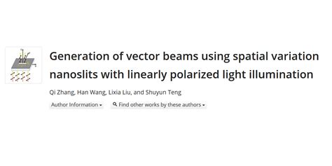 Generation Of Vector Beams Using Spatial Variation Nanoslits With