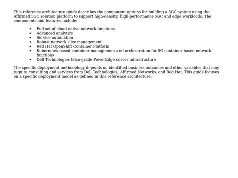 Document Purpose Dell Technologies 5g Core Solution With Affirmed And Red Hat Openshift