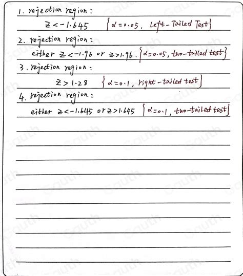 solved a find the rejection region for the standardized test