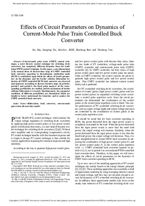Pdf Effects Of Circuit Parameters On Dynamics Of Current Mode Pulse Train Controlled Buck
