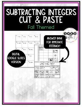 Subtracting Integers Cut And Paste By SPED In Th TPT