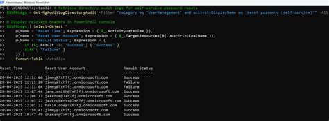 User Self Service Password Reports With Graph Powershell
