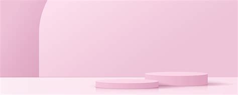 화장품 핑크 배경 최소화 및 제품 프리젠 테이션 브랜딩 및 포장을위한 프리미엄 포디엄 디스플레이 진주 벡터 디자인스튜디오 무대