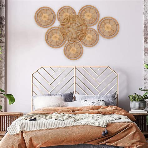 Badu Bg Ins Декорация за стени от сламен ратан Плетена кошница за стена Ратанова тъкана постелка