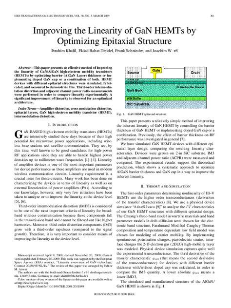 Pdf Improving The Linearity Of Gan Hemts By Optimizing Epitaxial Structure