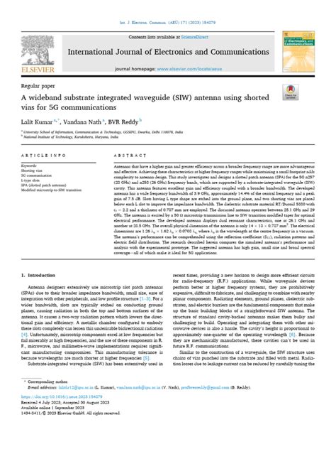 A Wideband Substrate Integrated Waveguide Siw Antenna Using Shorted Pdf Antenna Radio