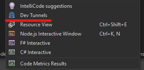Via Dev Tunnels In Visual Studio Verbinden Met Je Lokale API