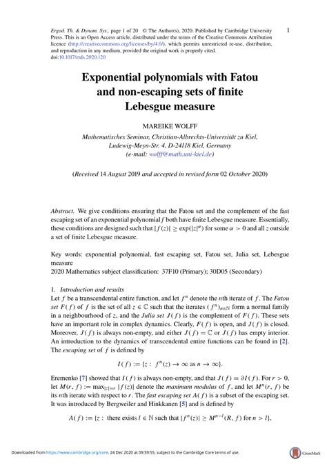 pdf exponential polynomials with fatou and non escaping sets of