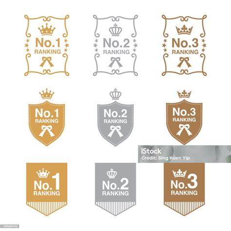 금상 은상 동상 순위 메달 리본 왕관 텍스트 프레임 테두리 및 장식 요소 벡터 1에 대한 스톡 벡터 아트 및 기타 이미지 Istock