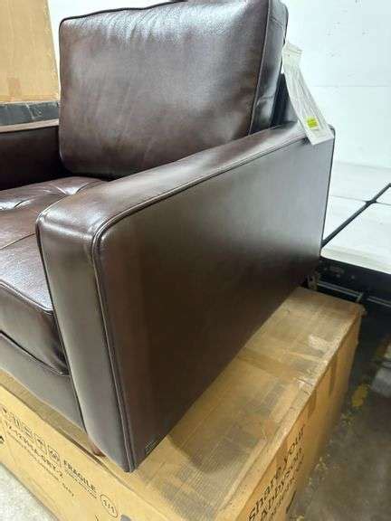 Abbyson Leather Armchair Brown Lambrecht Auction Inc