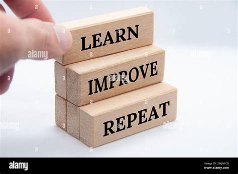 Learn Improve And Repeat Text On Wooden Blocks With White Cover