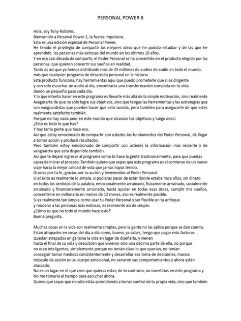 Día 01 La Clave Del Poder Personal Pdf Mente Temor