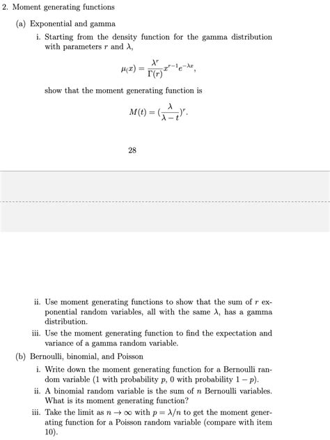 Solved 2 Moment Generating Functions A Exponential And