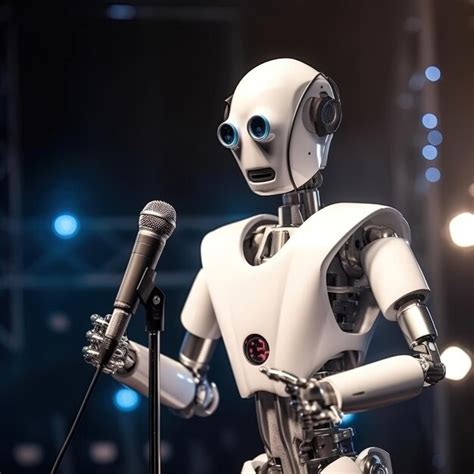 A Robot With A Microphone And A Microphone In Front Of It Premium Ai Generated Image