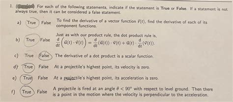 Solved For Each Of The Following Statements Indicate If The Chegg