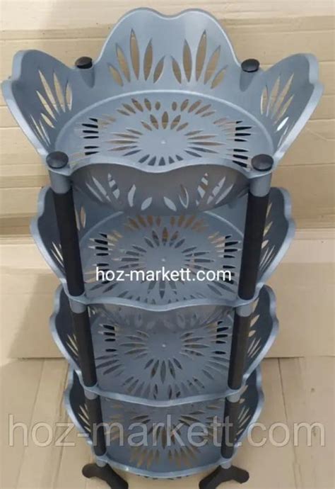 Полиця етажерка пластикова для ванної та кухні зали спальні сіра