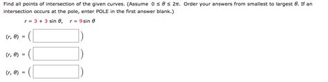 Solved Find All Points Of Intersection Of The Given Curves Chegg