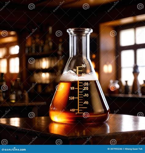 Erlenmeyer Flask Of Liquid Science Apparatus Equipment To Measure Liquids Stock Illustration