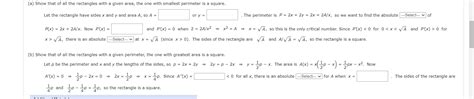 Solved A Show That Of All The Rectangles With A Given