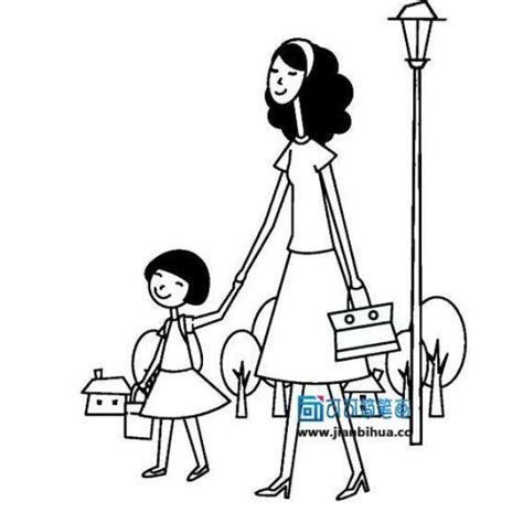 简笔画大人和小孩 简笔画图片大全 普车都