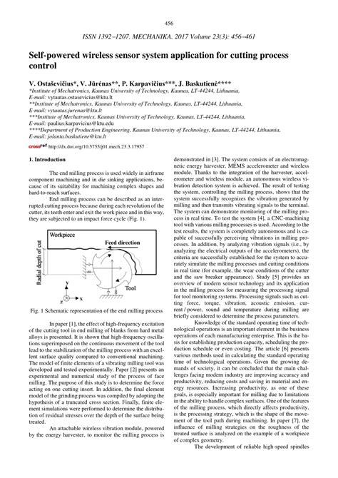 Pdf Self Powered Wireless Sensor System Application For Cutting Process Con Trol