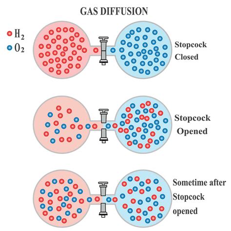 Gas Diffusion Phenomenon Of Oxygen And Hydrogen In Gaseous State In Experiment Container Tube