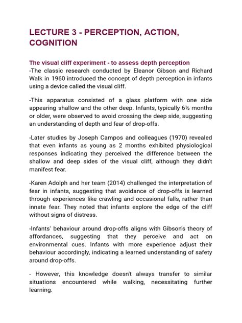 Lecture 3 Perception Action Cognition Pdf Developmental