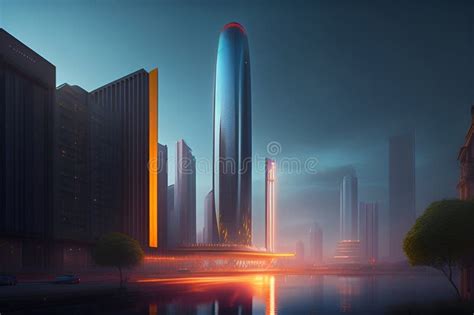 Modern City Ai Generative Illustration Graphic Design Art Icon Stock Illustration Illustration