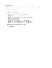 Calculator Java Sahib Pannu Module Part Program To Calculate The Sum Difference And