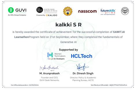 kalkki s r on linkedin generativeai learnathon guvi innovation