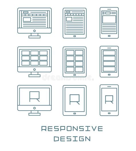 Line Icons Set Flat Design Responsive Web Development Service Website