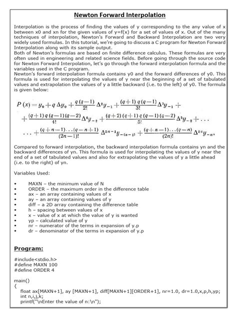 7 Newton Forward Interpolation Pdf Finite Difference Interpolation