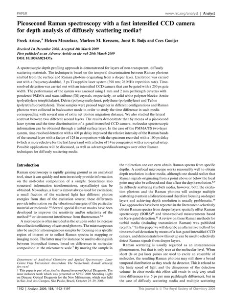 Pdf Picosecond Raman Spectroscopy With A Fast Intensified Ccd Camera