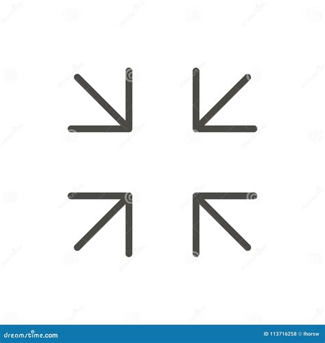 Exit Full Screen Arrows Vector Icon On White Background Flat Vector Exit Full Screen Arrows