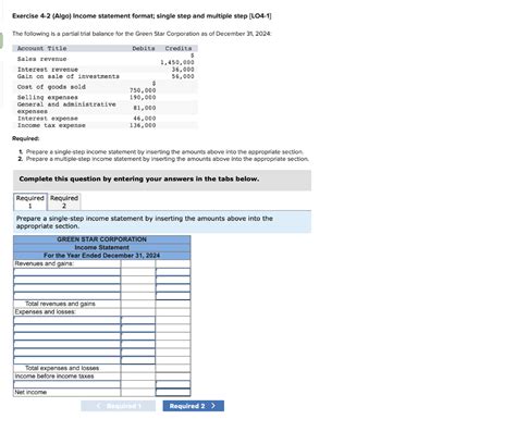 Solved Exercise Algo Income Statement Format Single Chegg