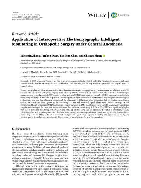 Pdf Application Of Intraoperative Electromyography Intelligent