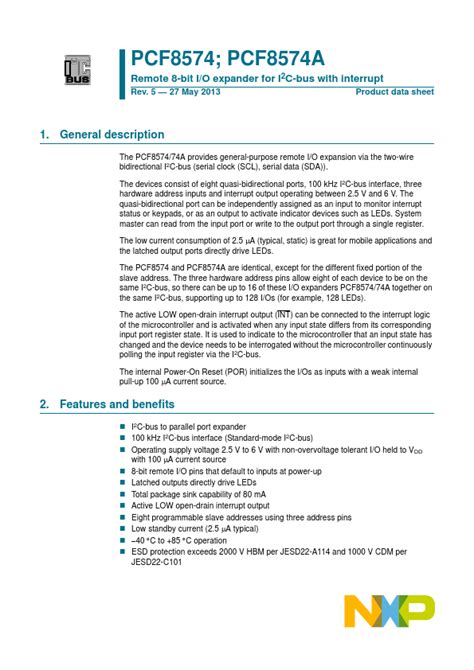 pcf8574a datasheet nxp