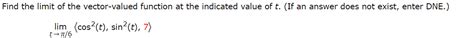 solved find the limit of the vector valued function at the